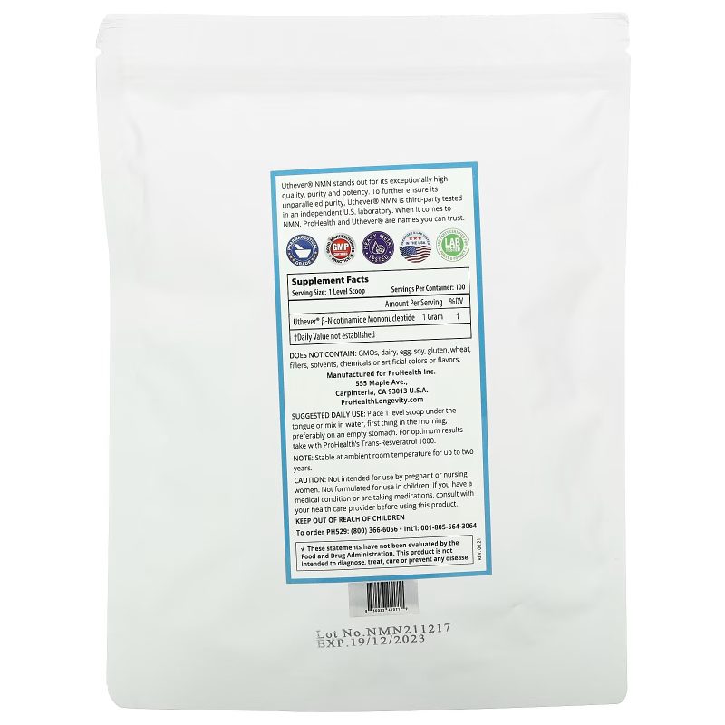 ProHealth Longevity, NMN Pro, Pure NMN Powder, 100 – Bionutritionshop